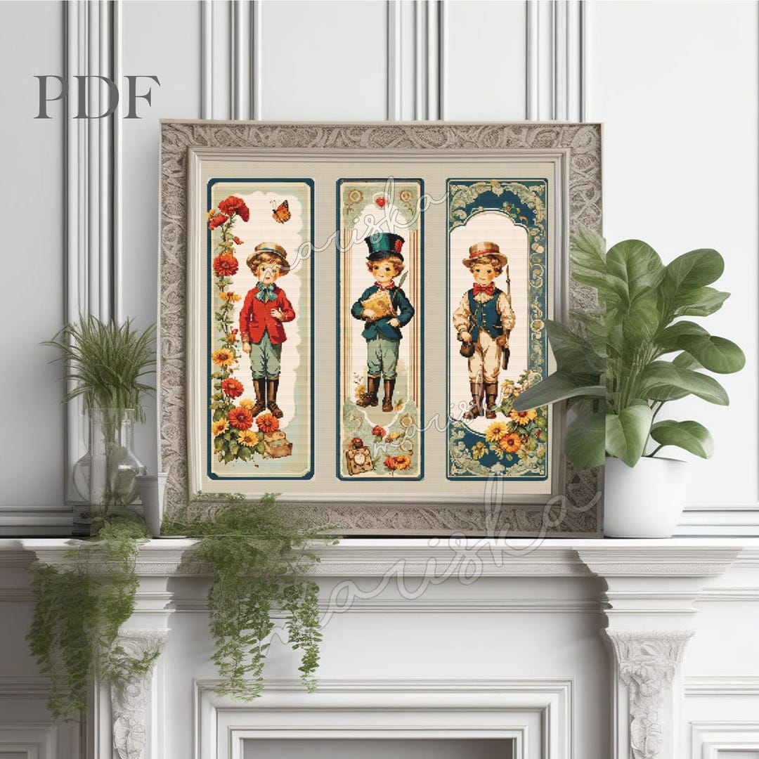 Three Little Fellows Bookmarks Cross Stitch Pattern: Christmas PDF ...