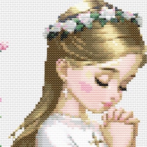 First Holy Communion Cross Stitch Pattern: Girl With Blond Hair (PDF ...