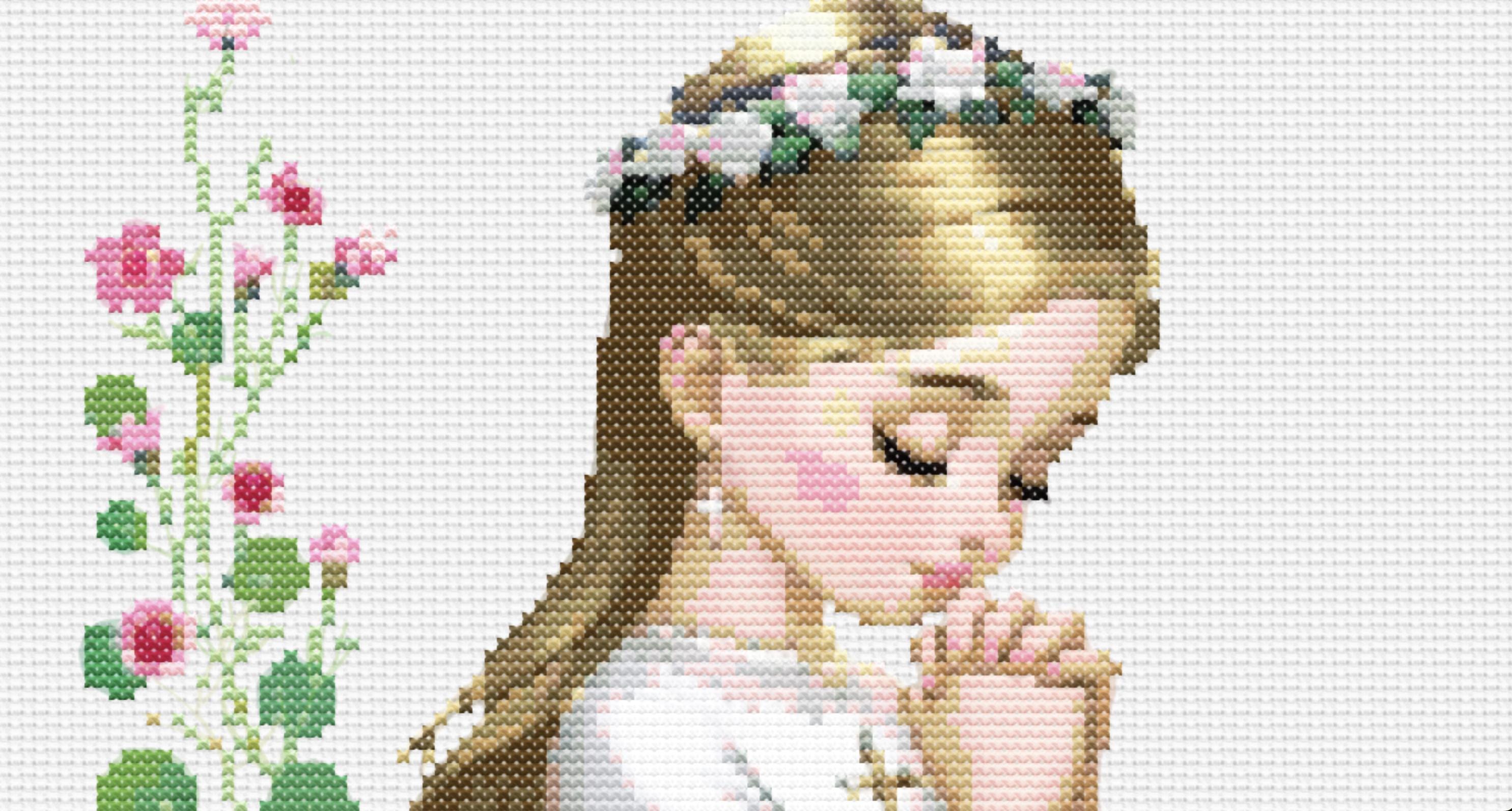 First Holy Communion Cross Stitch Pattern: Girl With Blond Hair (PDF ...
