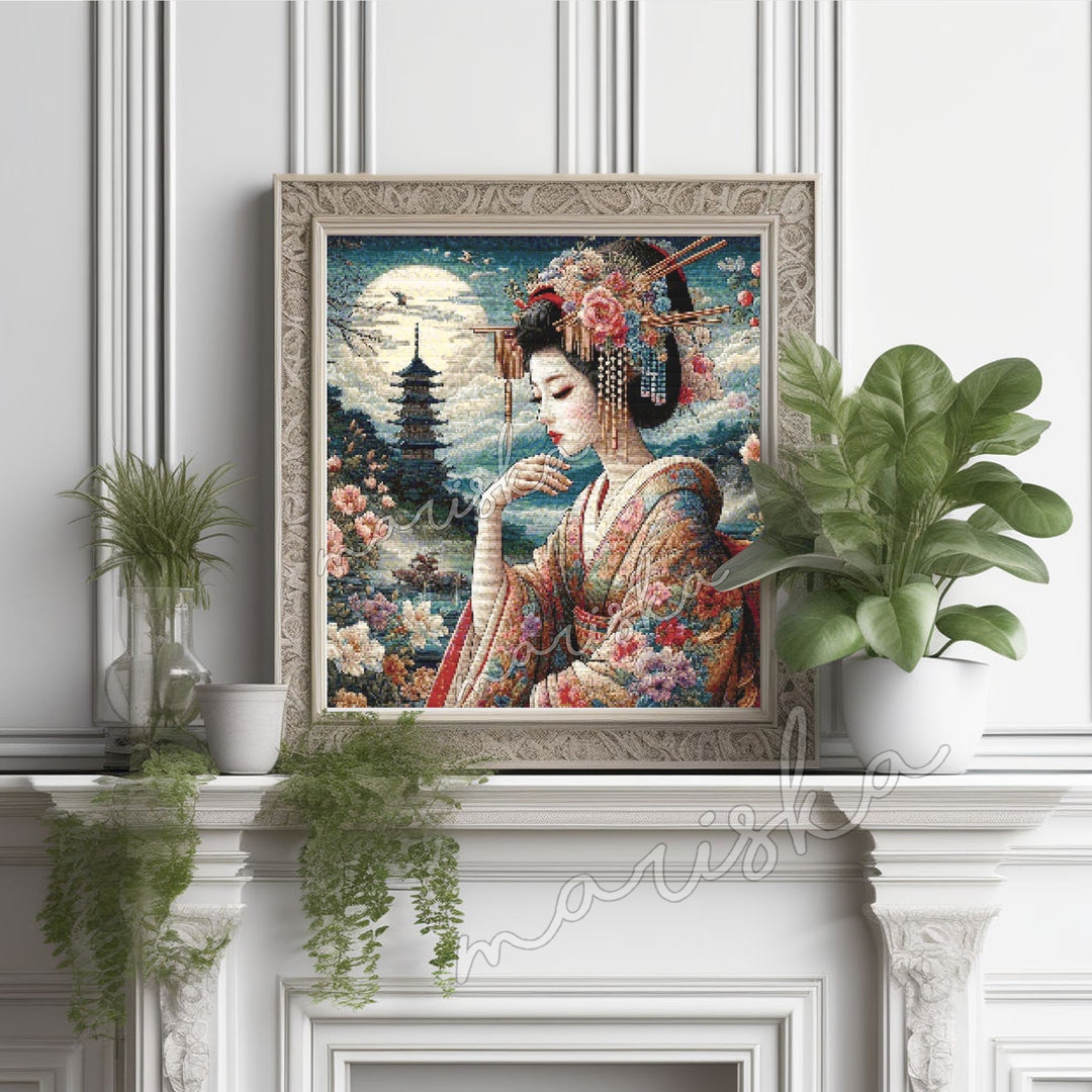 Cross Stitch Pattern PDF Geisha Cross Stitch Instant Download Japanese ...