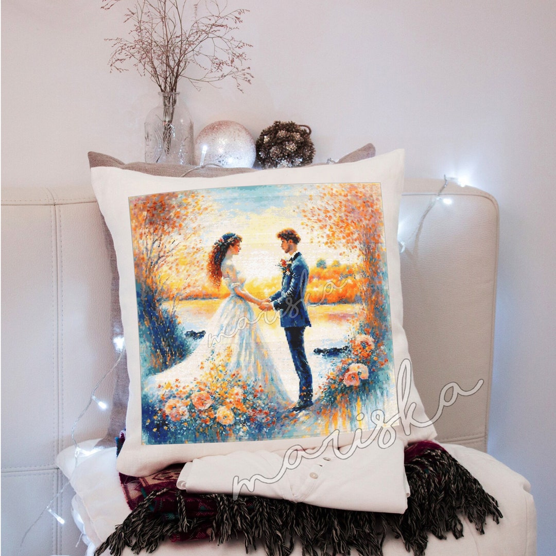 Cross Stitch Pattern Happy Wedding Married Couple Love Embroidery ...