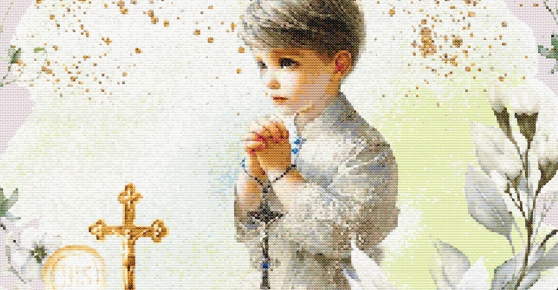 Holy Confirmation Boy Cross Stitch Pattern: Modern Religious Embroidery ...