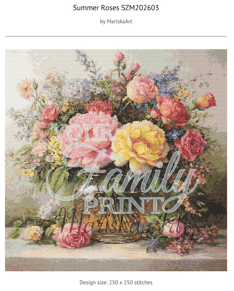 Summer Roses Cross Stitch Pattern: Flower Roses PDF Instant Download ...