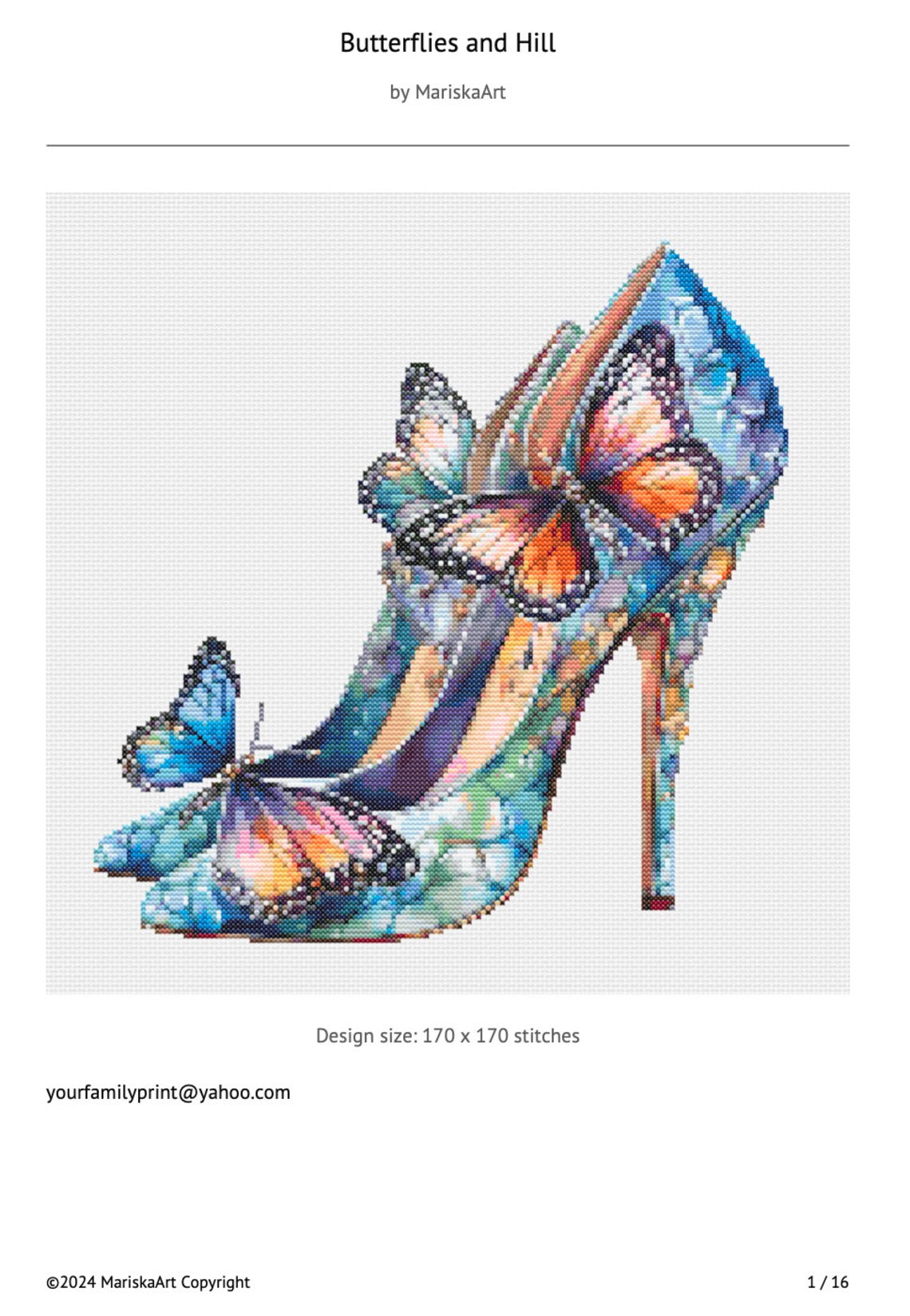 Butterfly Heels Cross Stitch Pattern: Modern Insect Design (PDF) - Etsy