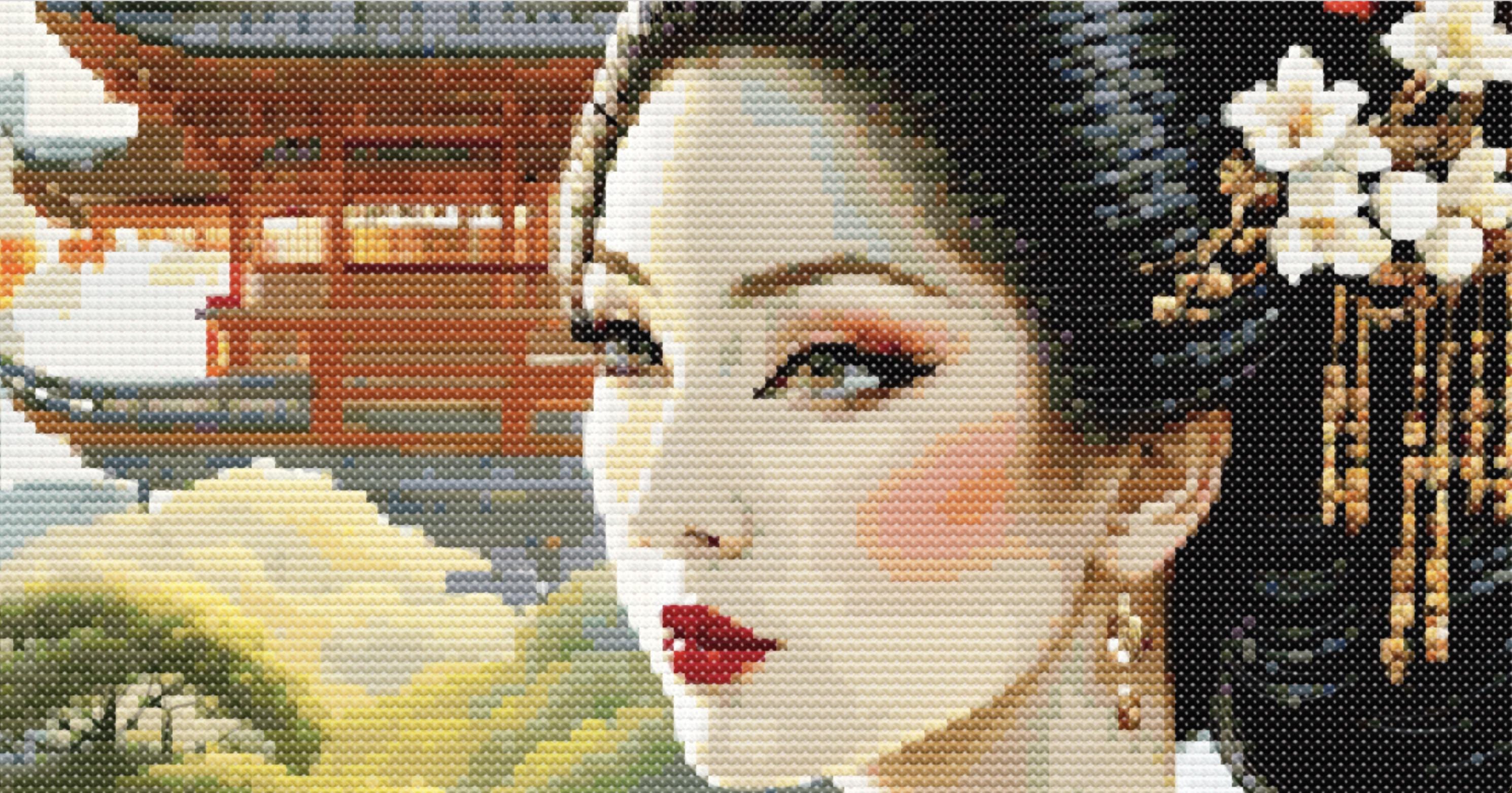 Geisha Cross Stitch Pattern: Ichika - Thousand Flowers (PDF Pattern) - Etsy
