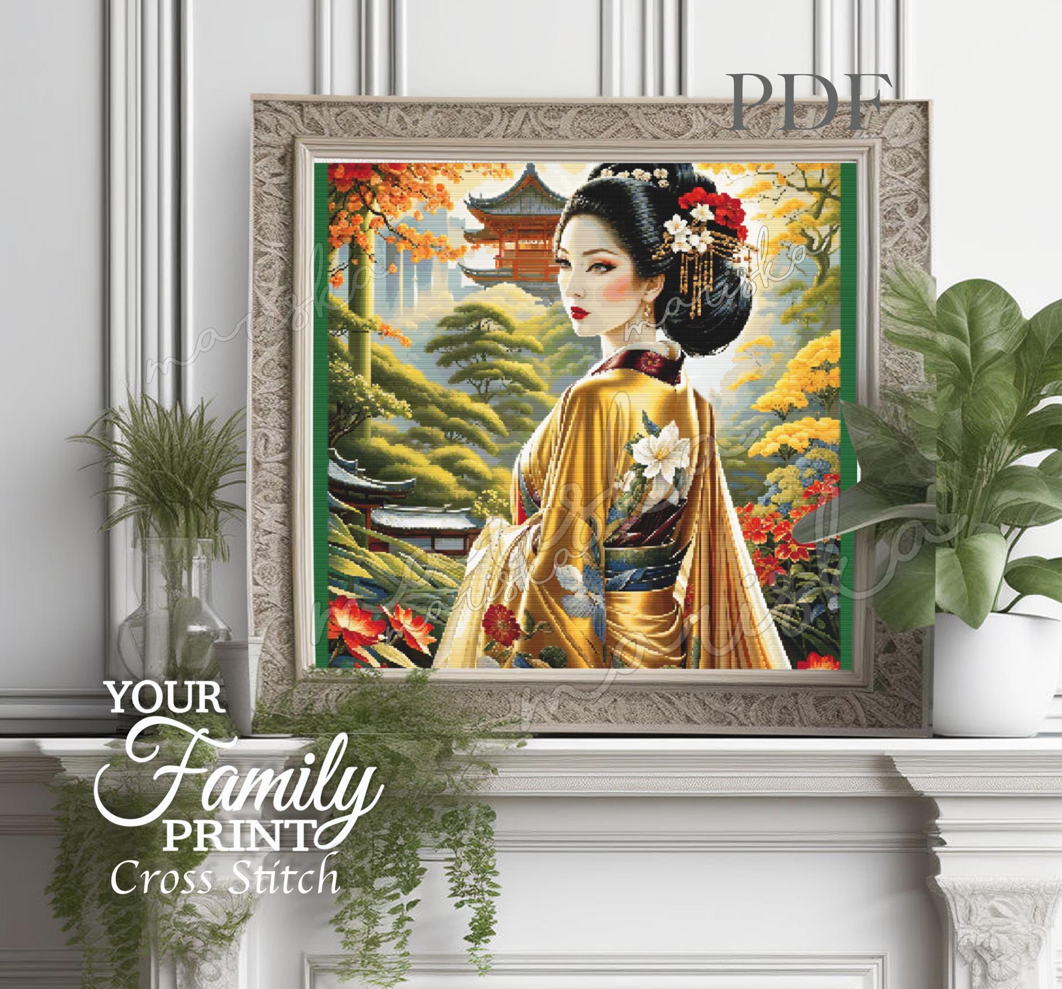Geisha Cross Stitch Pattern: Ichika - Thousand Flowers (PDF Pattern) - Etsy
