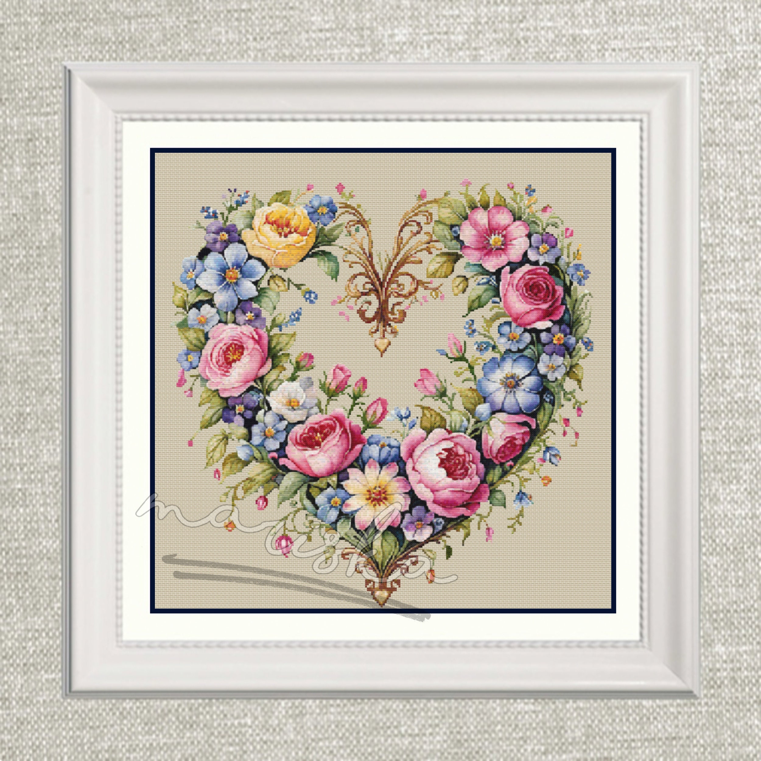 Modèle de point de croix PDF Fête des Mères, coeur de point de croix ...