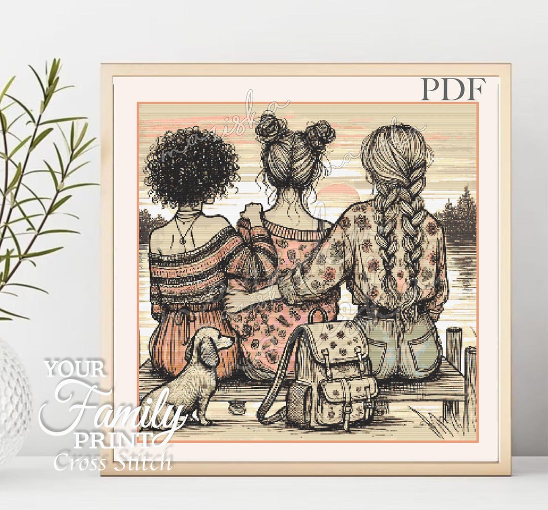Mother and Daughters Cross Stitch Pattern: Family Portrait (PDF ...