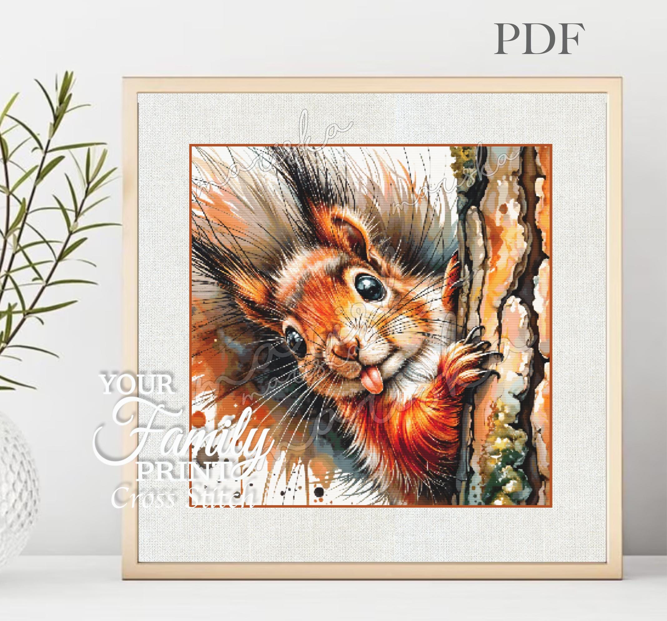 Red Squirrel Cross Stitch Pattern: Ardilla Traviesa Animal (PDF) - Etsy