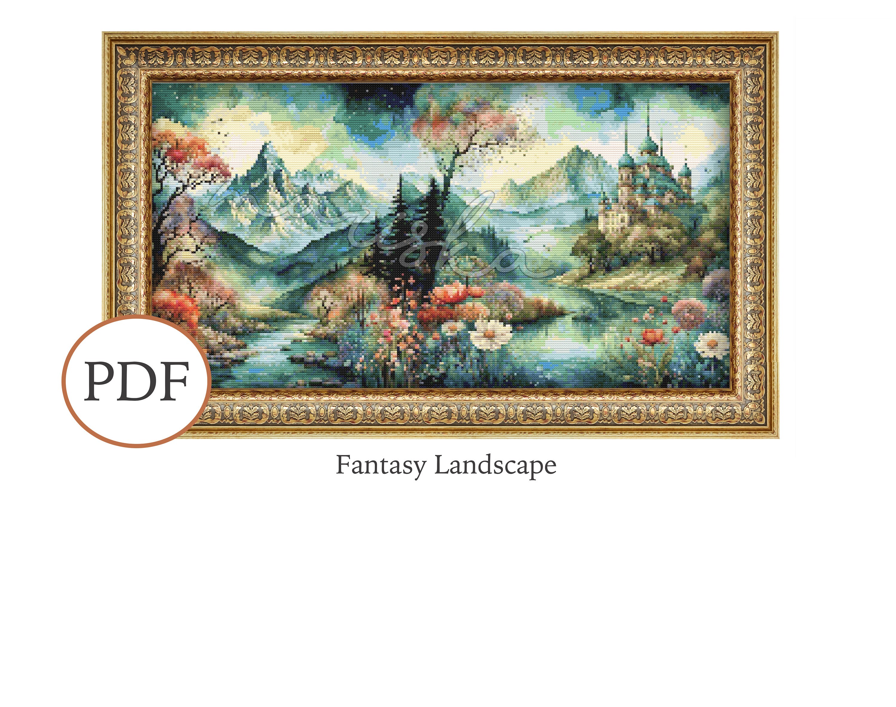 Cross Stitch Pattern PDF Fantasy Landscape Cross Stitch Instant ...
