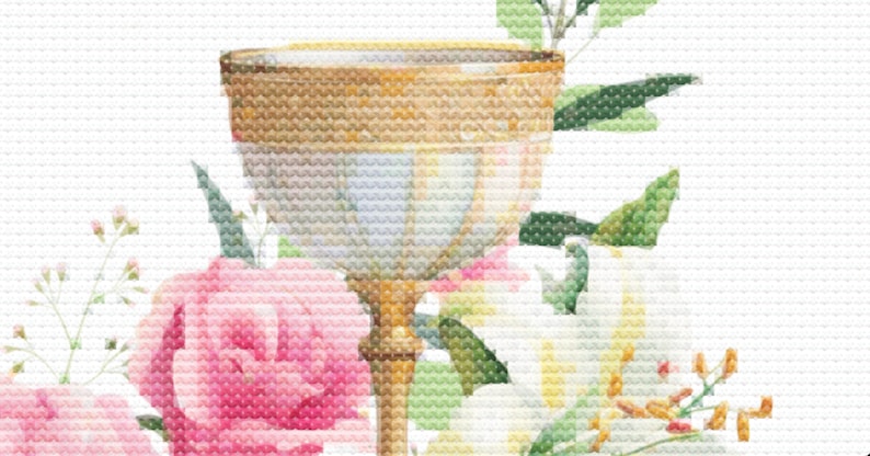 First Holy Communion Cross Stitch Pattern: Girl With Brown Hair (PDF ...