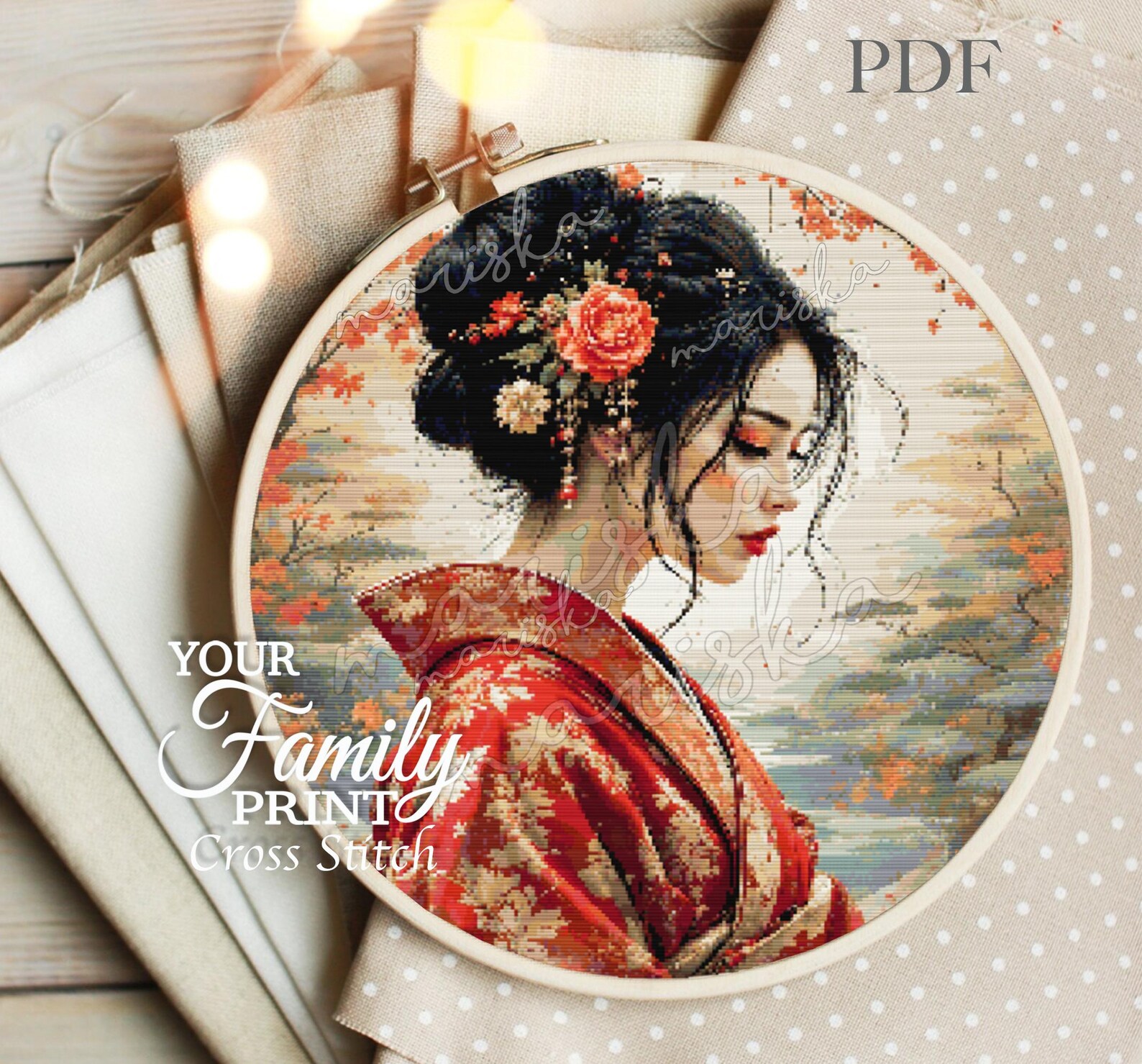Maiko Geisha Cross Stitch Pattern: Japanese Fairy Tale (PDF Download ...