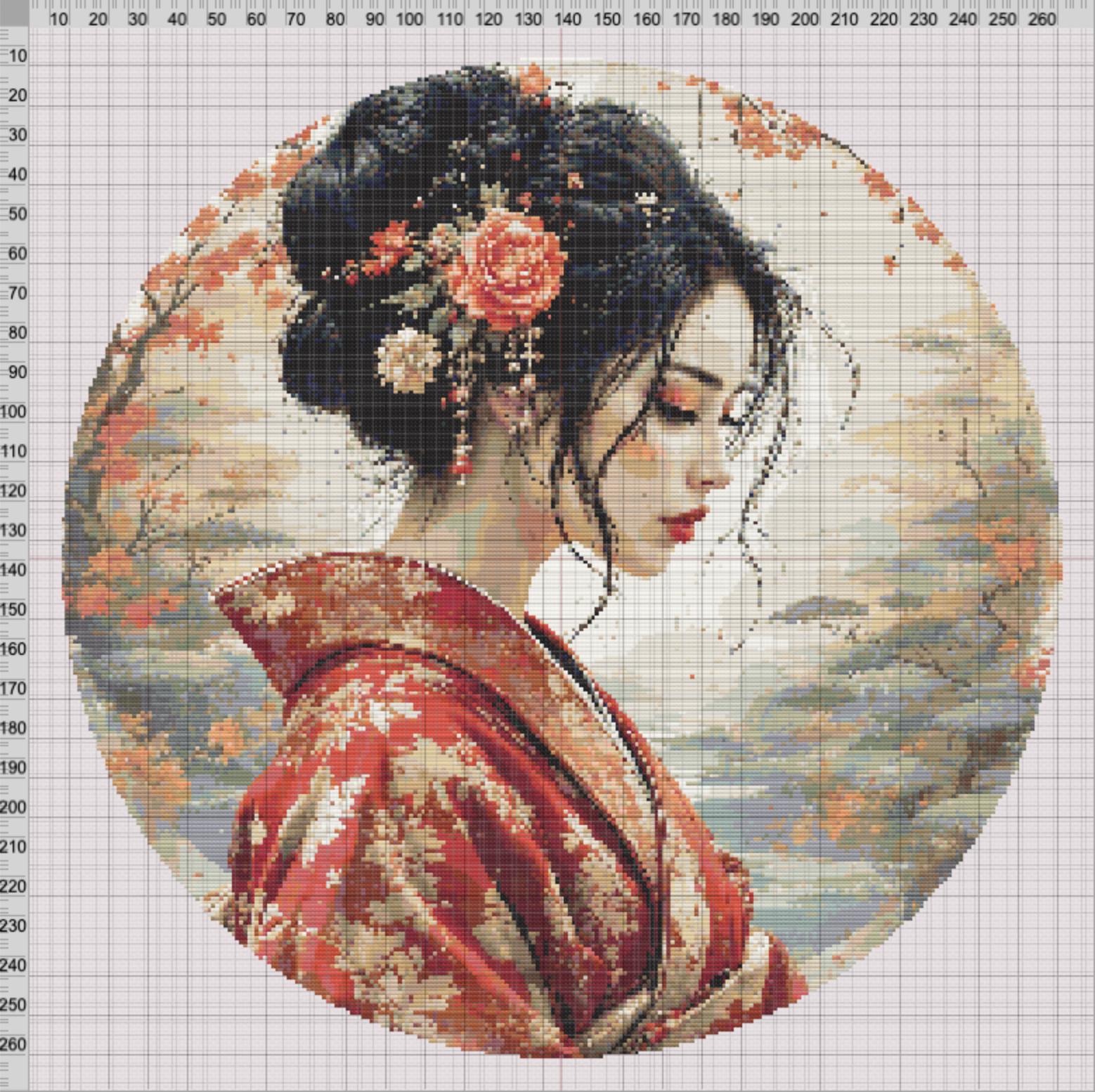 Maiko Geisha Cross Stitch Pattern: Japanese Fairy Tale (PDF Download ...