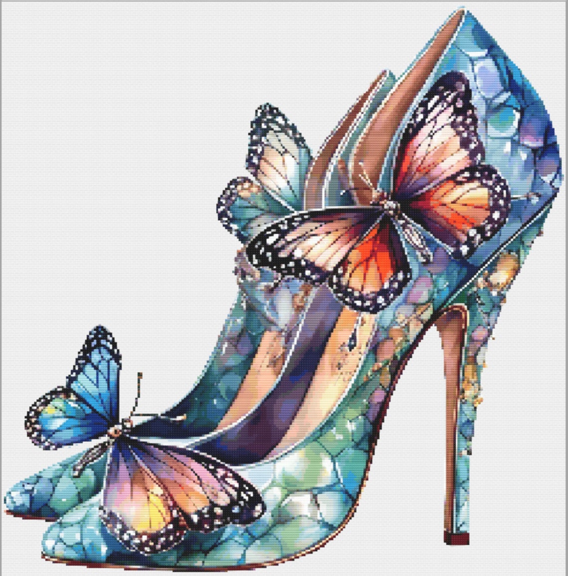 Butterflies Heels Cross Stitch Pattern Insect Digital Design Modern ...