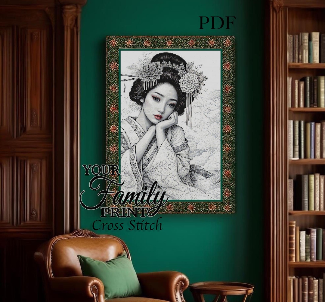 Geisha Cross Stitch Pattern: Japanese Fantasy Full Coverage (PDF ...