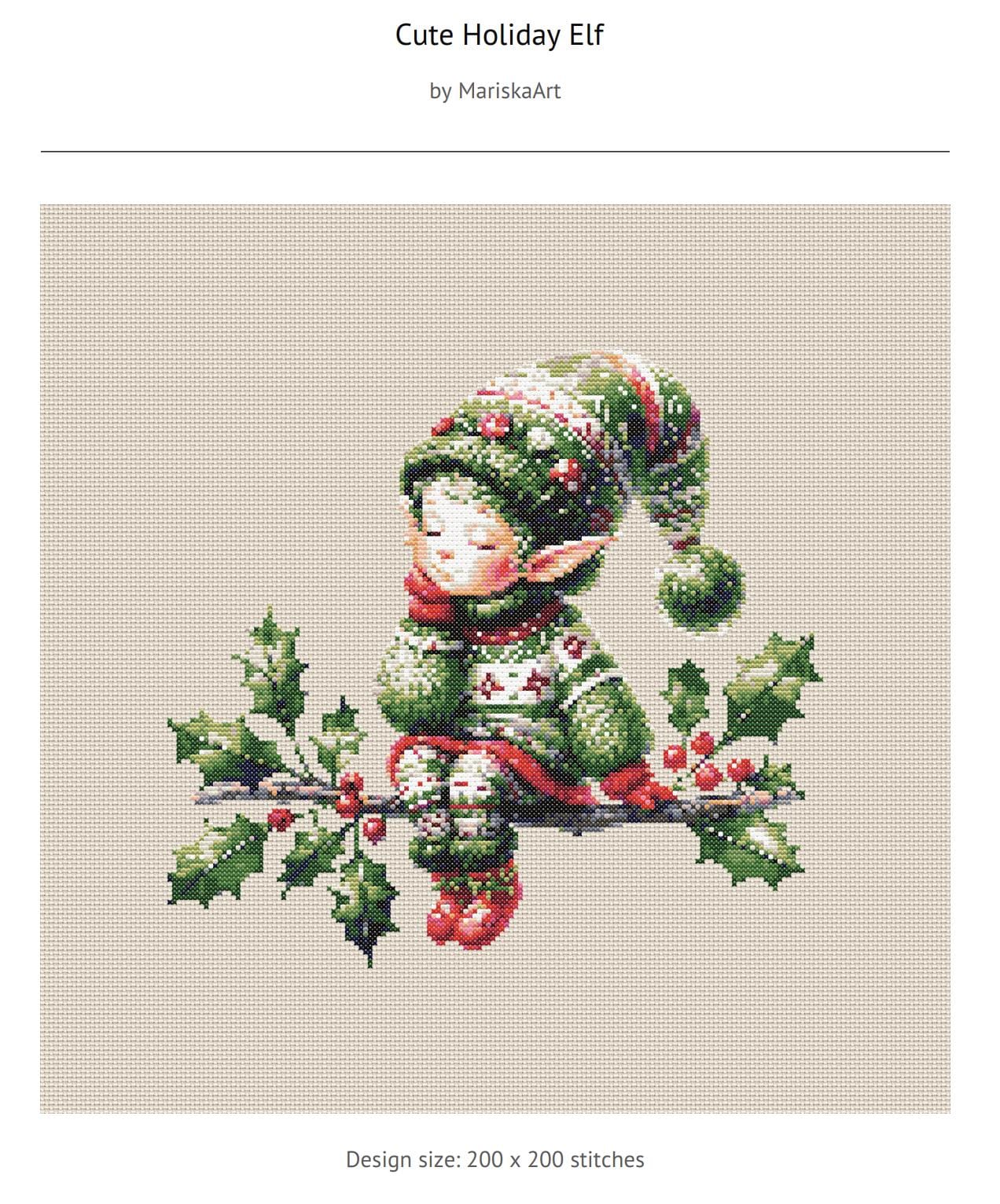 Christmas Elf Cross Stitch Pattern, Winter Holiday (PDF Pattern) - Etsy