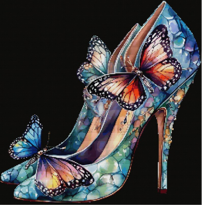 Butterfly Heels Cross Stitch Pattern: Modern Insect Design (PDF) - Etsy