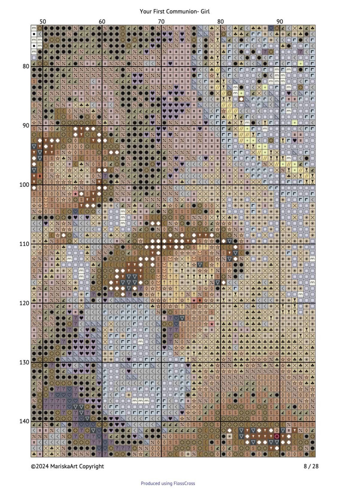First Communion Cross Stitch Pattern: Girl Religious Embroidery (PDF ...