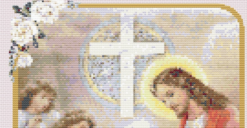 First Communion Cross Stitch Pattern: Girl Religious Embroidery (PDF ...