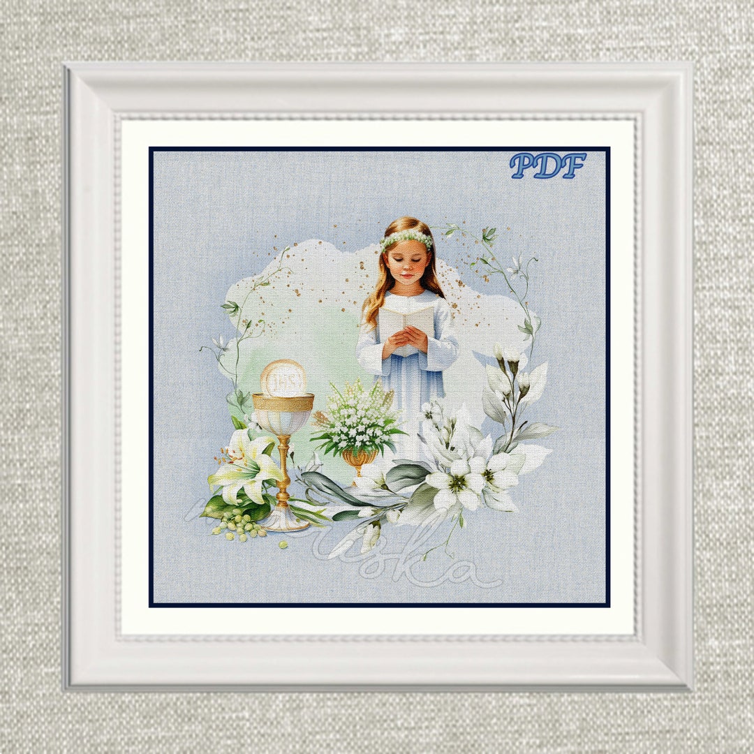 Girl's Holy Confirmation Cross Stitch Pattern: Modern Religious ...
