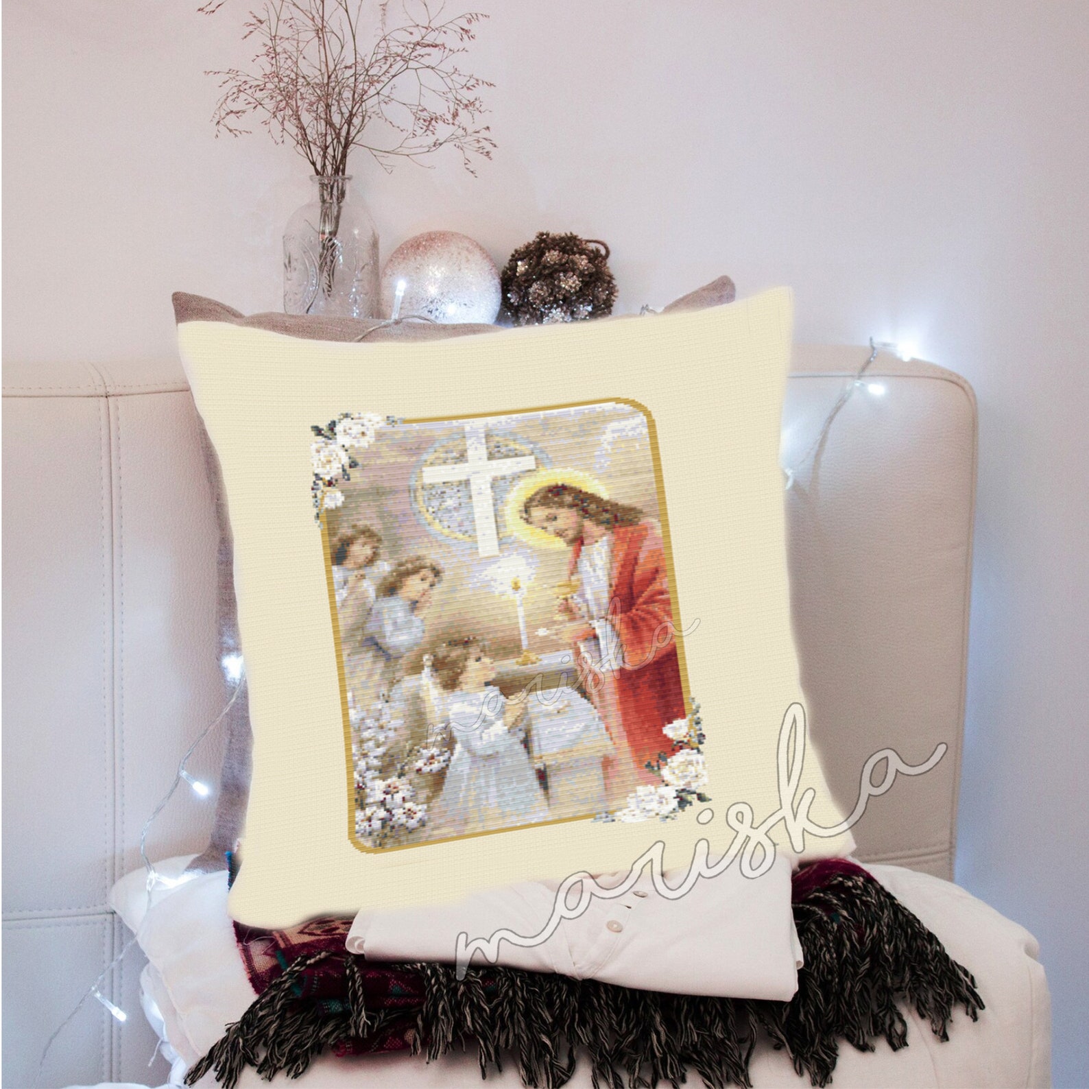 First Communion Cross Stitch Pattern: Girl Religious Embroidery (PDF ...