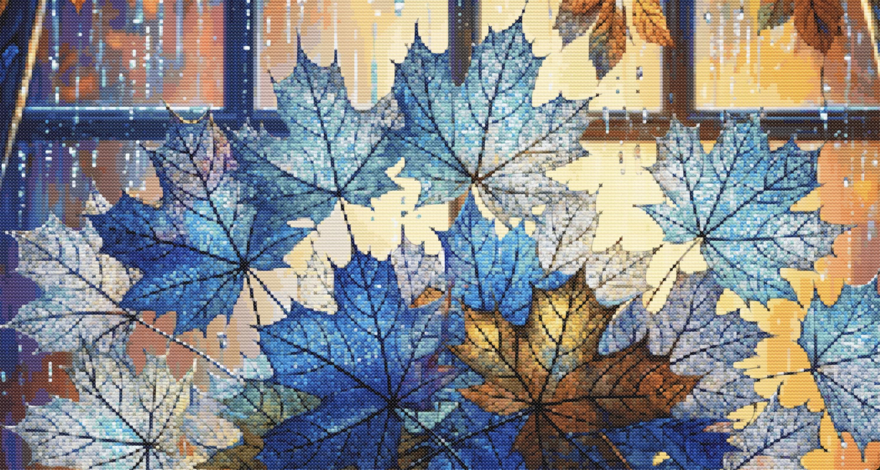 Cross Stitch Pattern Blue Sycamore Tree Leaves PDF Stitch Pattern PDF ...