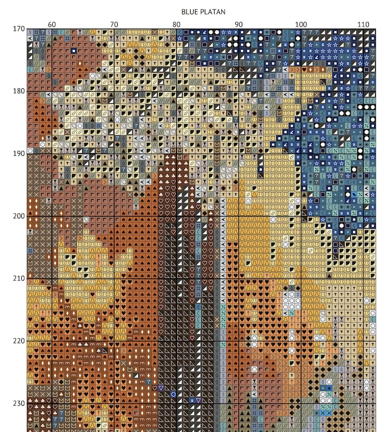 Cross Stitch Pattern Blue Sycamore Tree Leaves PDF Stitch Pattern PDF ...