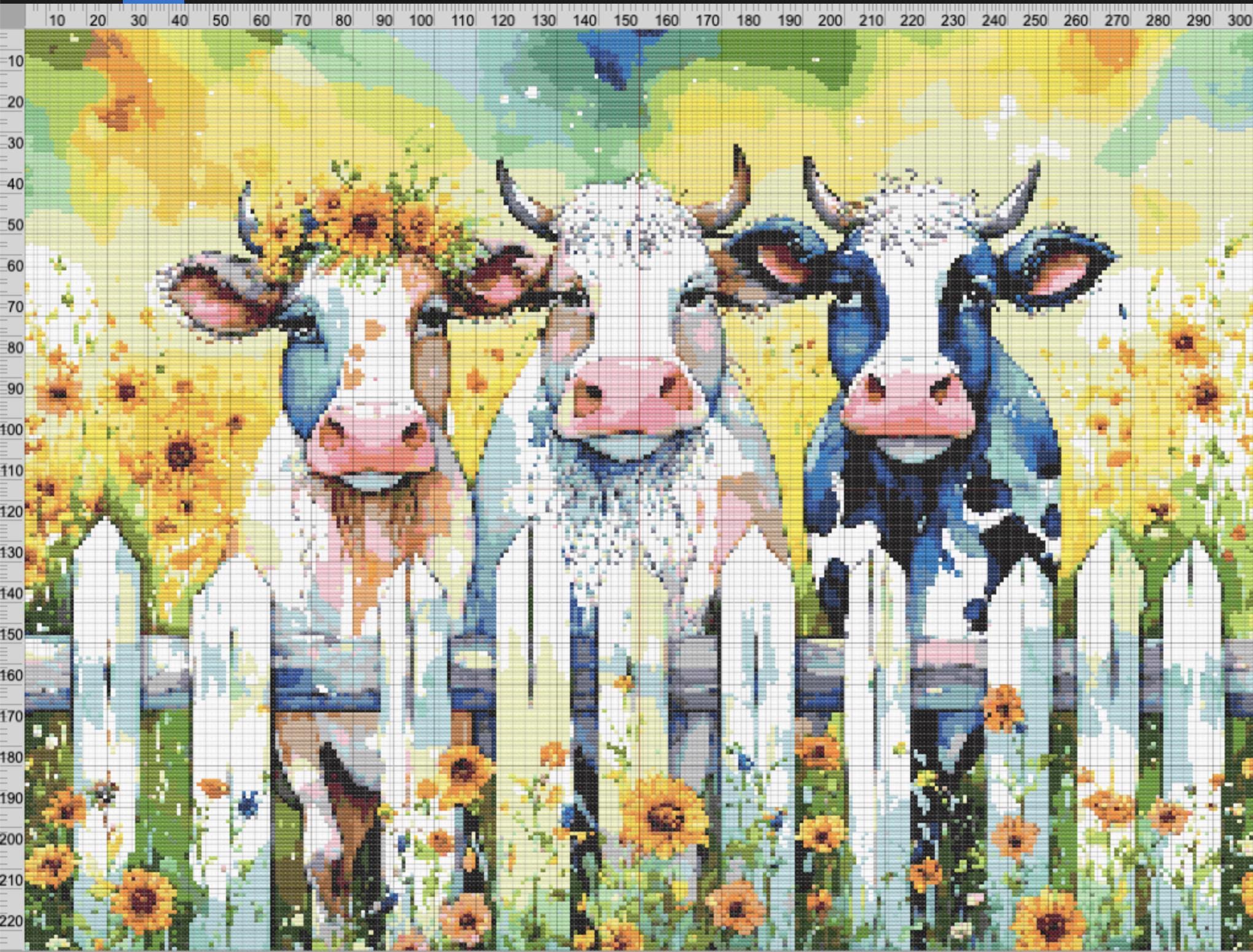 Cow Girls Cross Stitch Pattern, Farm Animals (PDF Pattern) - Etsy