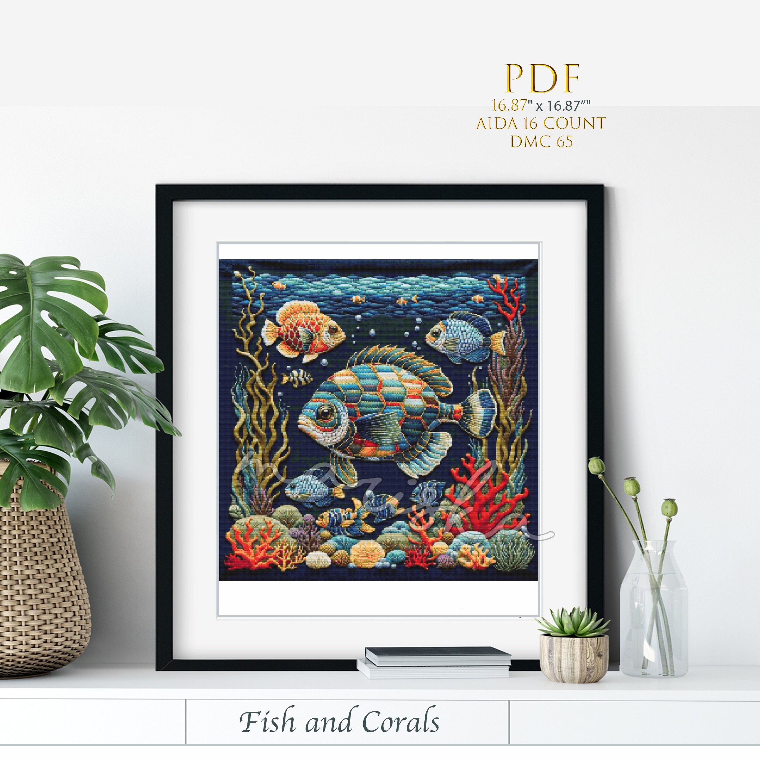 Cross Stitch Pattern PDF Fish Cross Stitch Instant Download Coral Cross ...