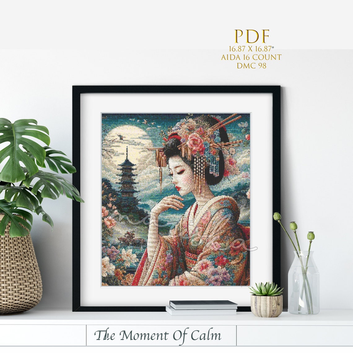 Cross Stitch Pattern PDF Geisha Cross Stitch Instant Download Japanese ...