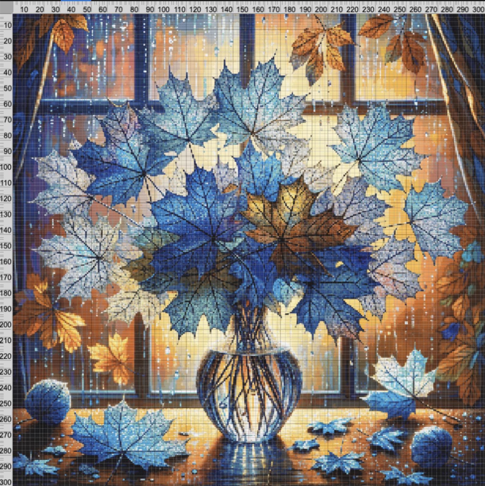 Cross Stitch Pattern Blue Sycamore Tree Leaves PDF Stitch Pattern PDF ...