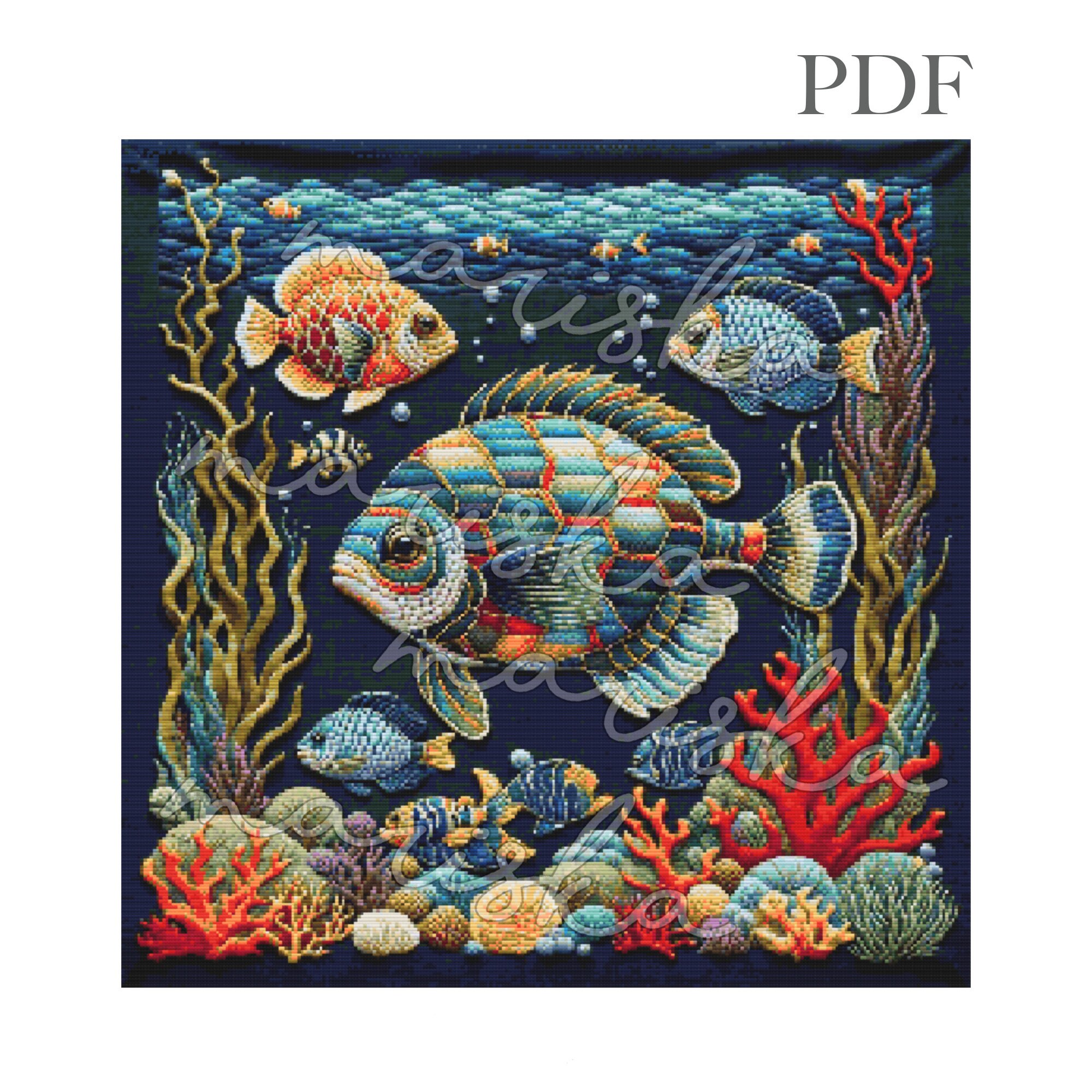 Cross Stitch Pattern PDF Fish Cross Stitch Instant Download Coral Cross ...