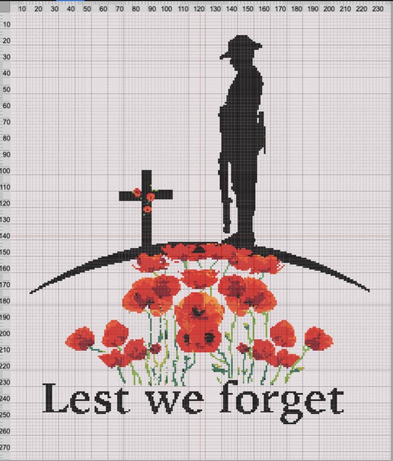 Cross Stitch Pattern Lest We Forget in Memory of Our Heroes Remembrance ...