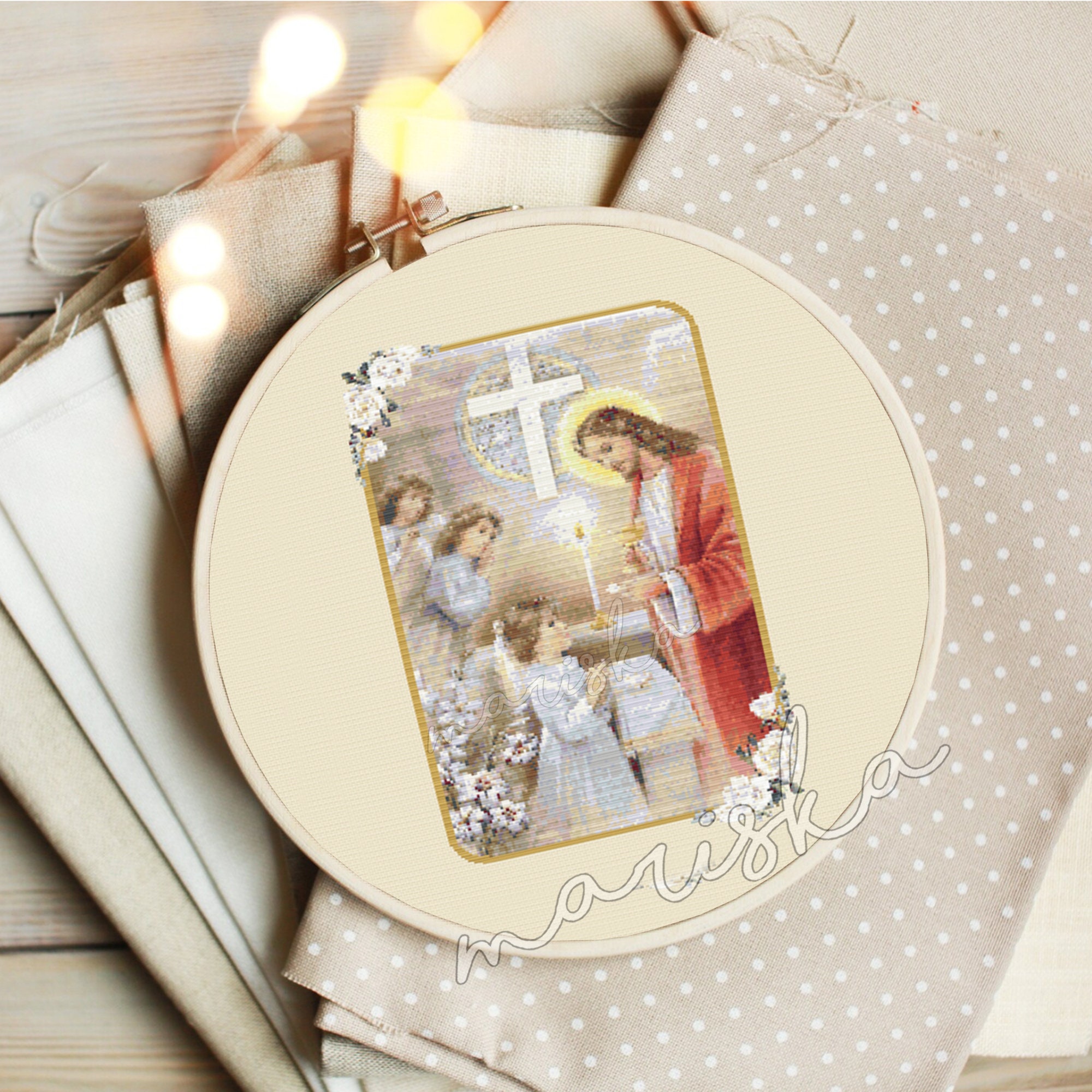 First Communion Cross Stitch Pattern: Girl Religious Embroidery (PDF ...