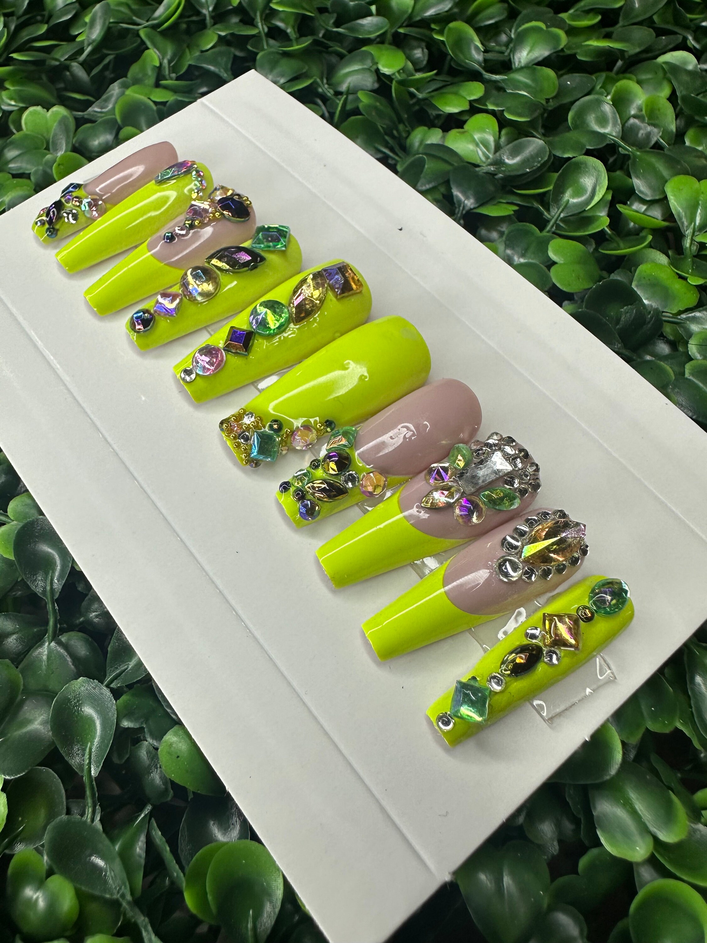 Lime/yellow Slim Custom Press on Nails - Etsy