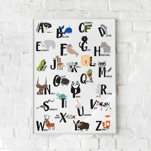 Alphabet Poster Print, Spanish and English, Alphabet Poster for Kids ...