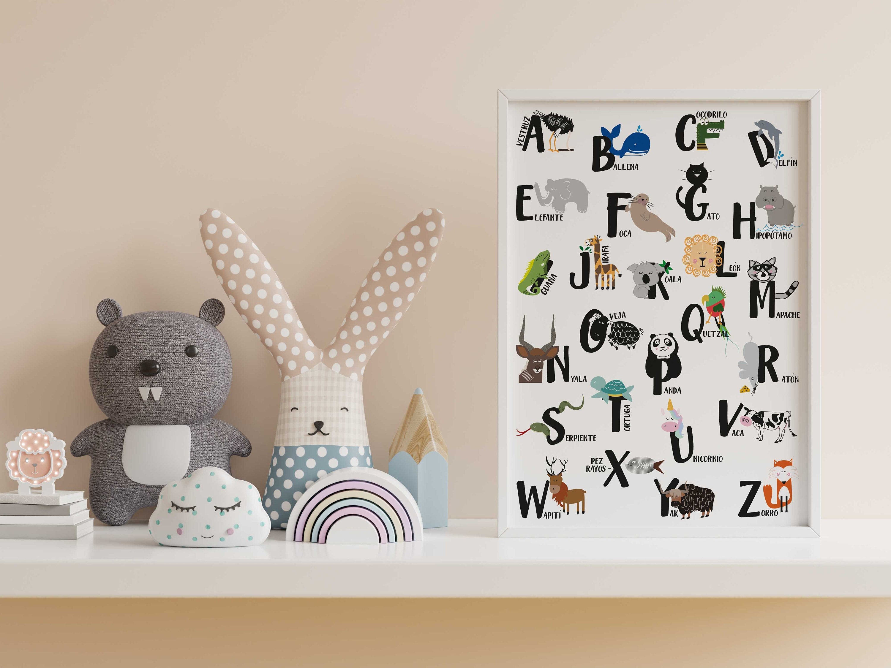 Alphabet Poster Print, Spanish and English, Alphabet Poster for Kids ...