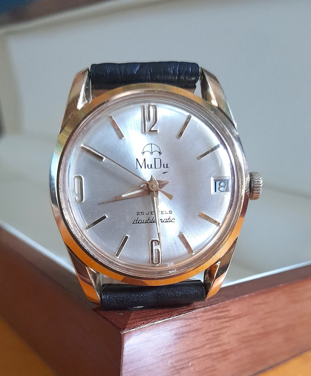 Mudu C1960s Automatic Gents Watch 9ct Gold Plated 25 Jewels Cal. Felsa ...