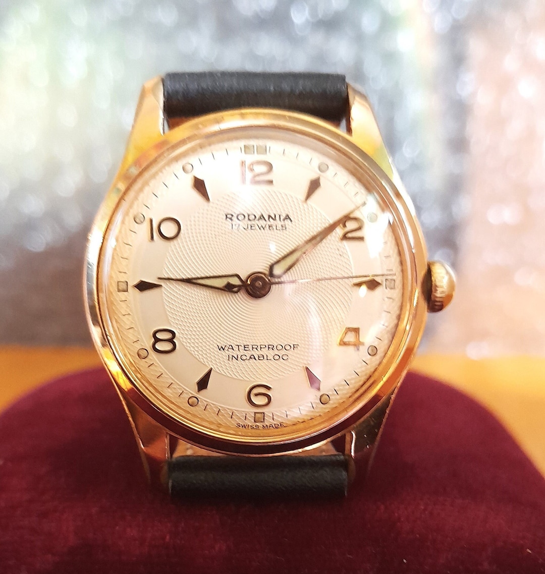 Rodania C1950s Gents Watch 9ct Gold Plated (20 Microns) on New Leather ...