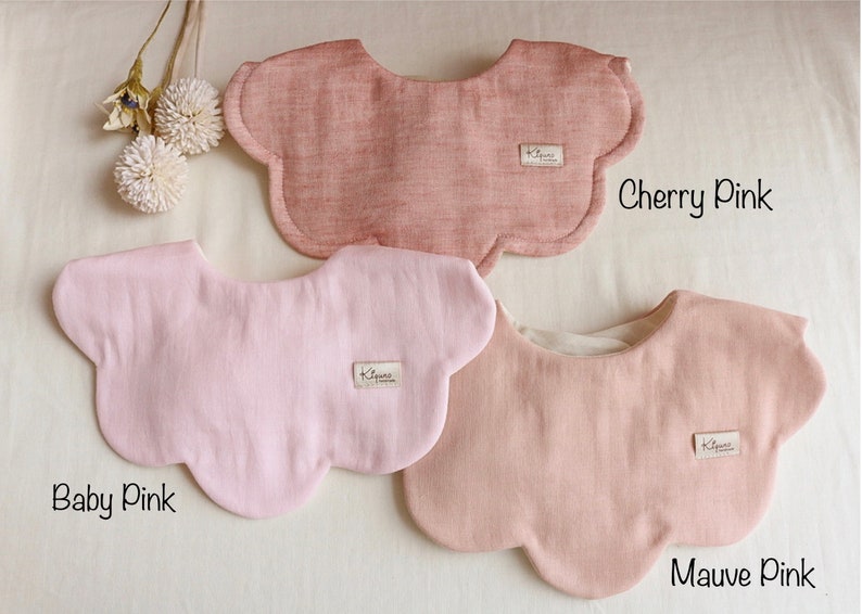 Baby Pink Scalloped Bib New Baby Gift Dribble Bibs for - Etsy