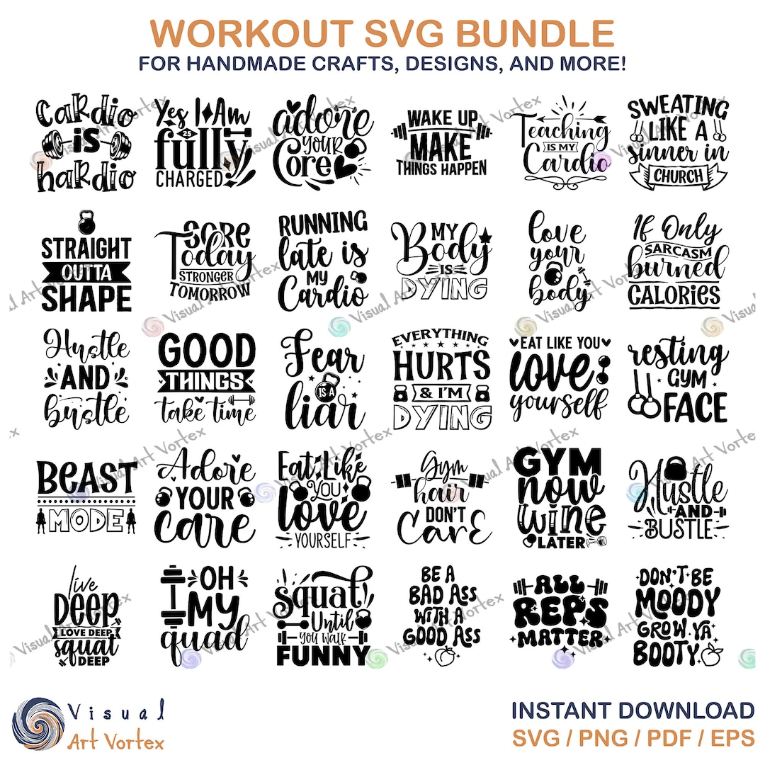Workout SVG Bundle, Gym SVG Bundle, Fitness SVG, Exercise Svg ...