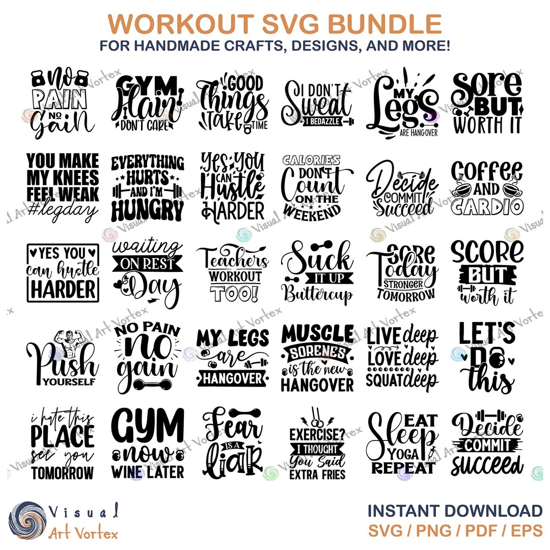 Workout SVG Bundle. Gym Svg Bundle. Motivational Svg. Fitness Svg ...