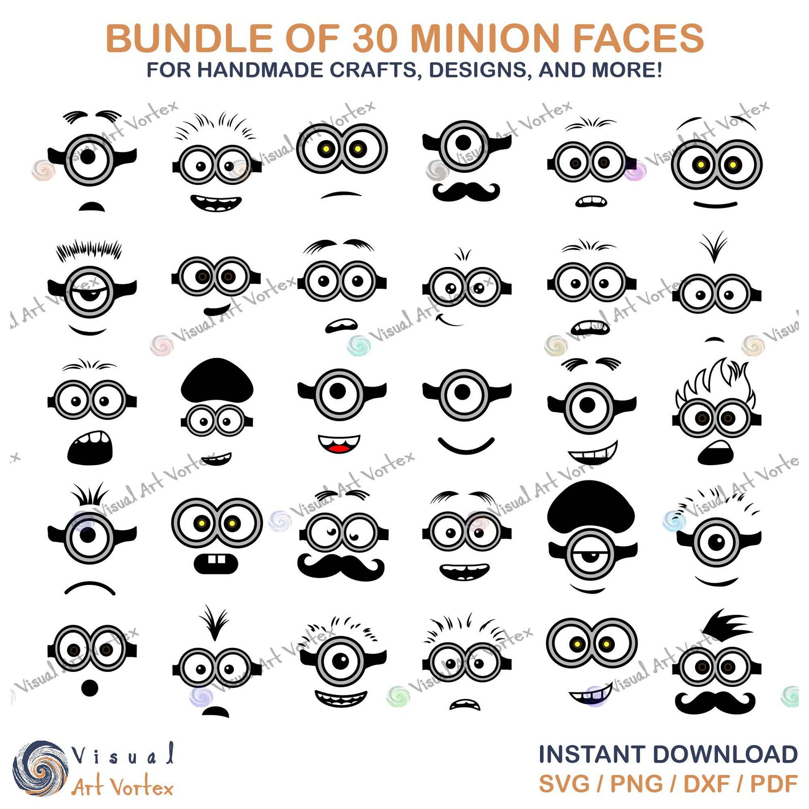 Minions 30 Piece Set Cut Files | Cricut | Silhouette Cameo | Svg Cut ...
