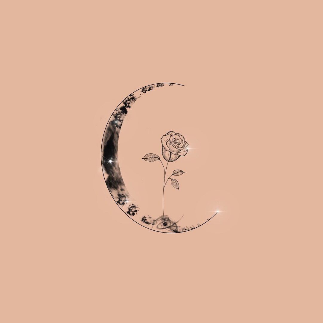 Tattoo Printable Stencil. Instant Digital Download. Moon and - Etsy ...