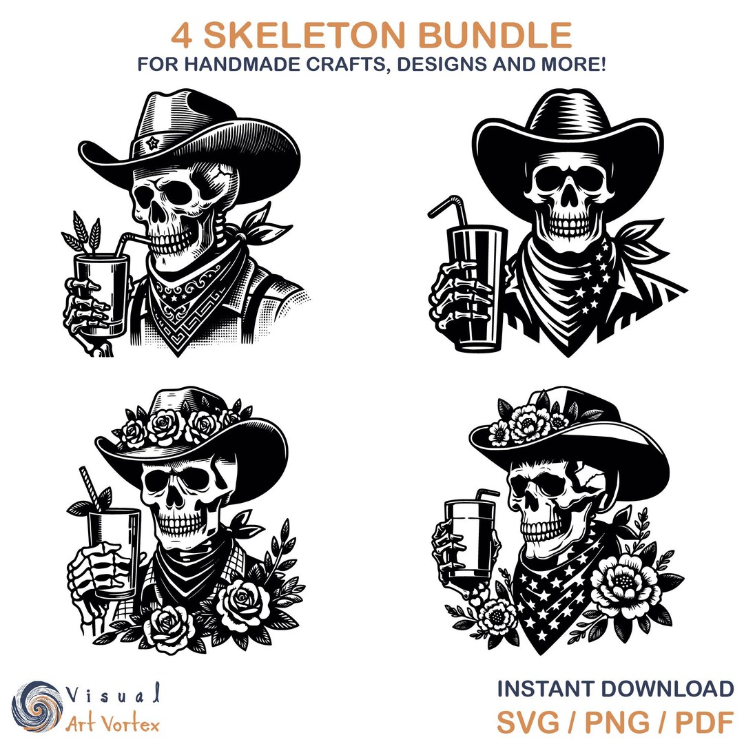 Drinking Skeleton Svg Bundle, Whiskey Clipart, Skeleton SVG. Alcohol ...