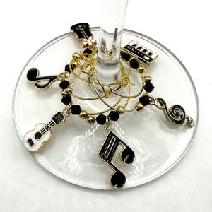 Music Notes Wine Glass Charms, Guitar Wine Glass Charms, G Clef Wine ...