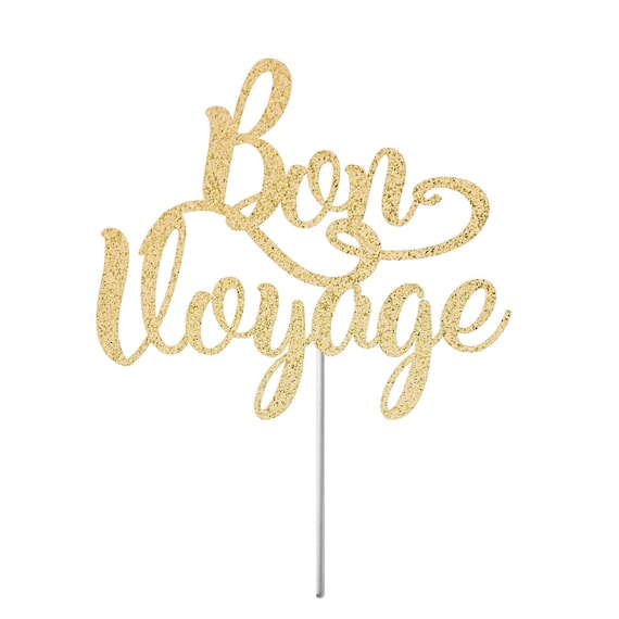 Bon Voyage Cake Topper Retirement Glitter Cake Topper Etsy