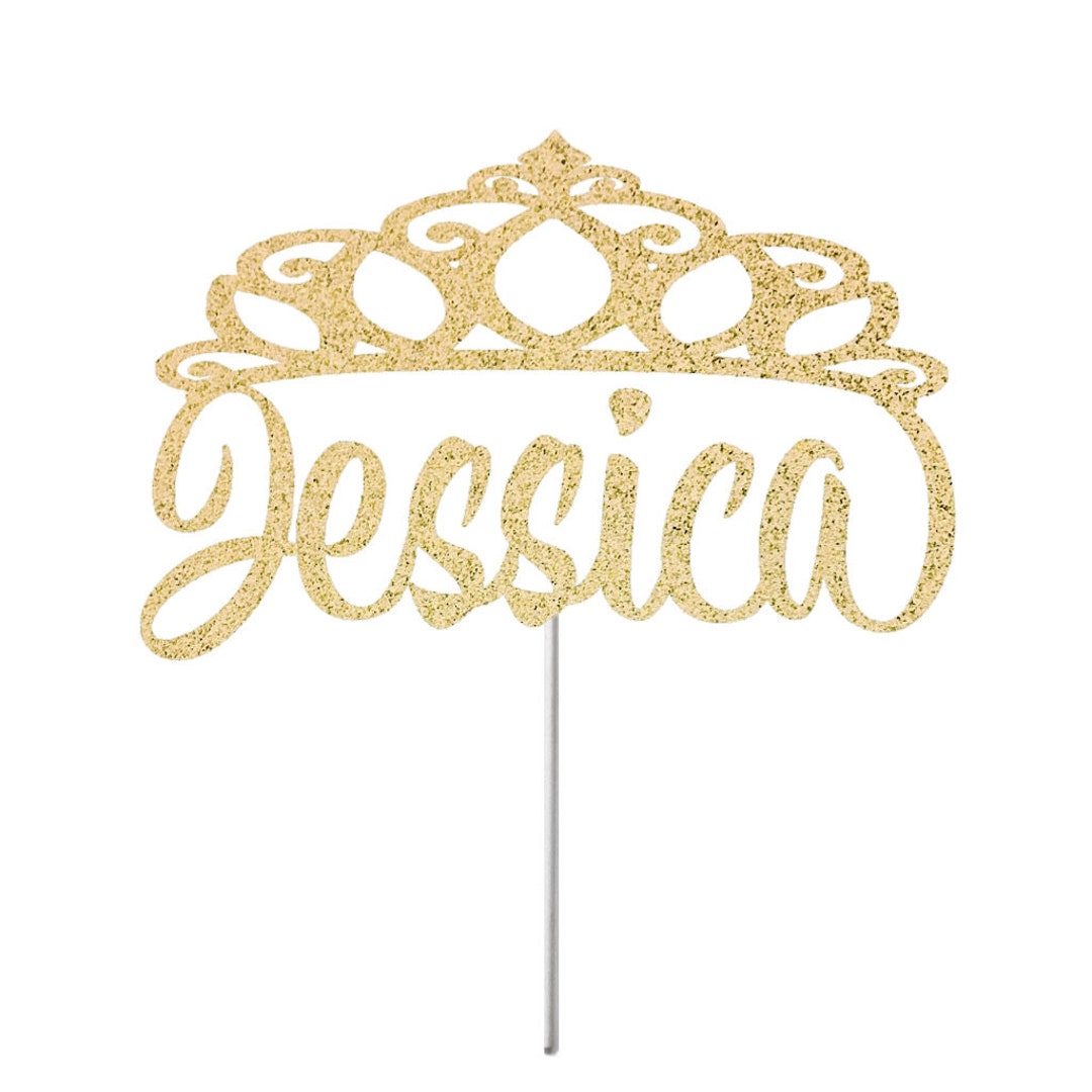 Personalized Name Princess Cake Topper, Birthday Glitter Cake Topper ...