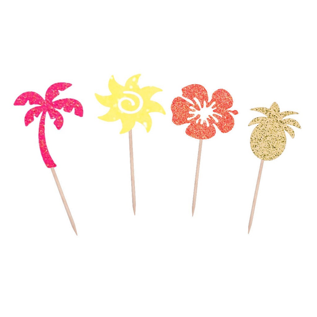 Hawaiian Cupcake Picks, Palm Tree Cupcake Picks, Luau Party Picks ...