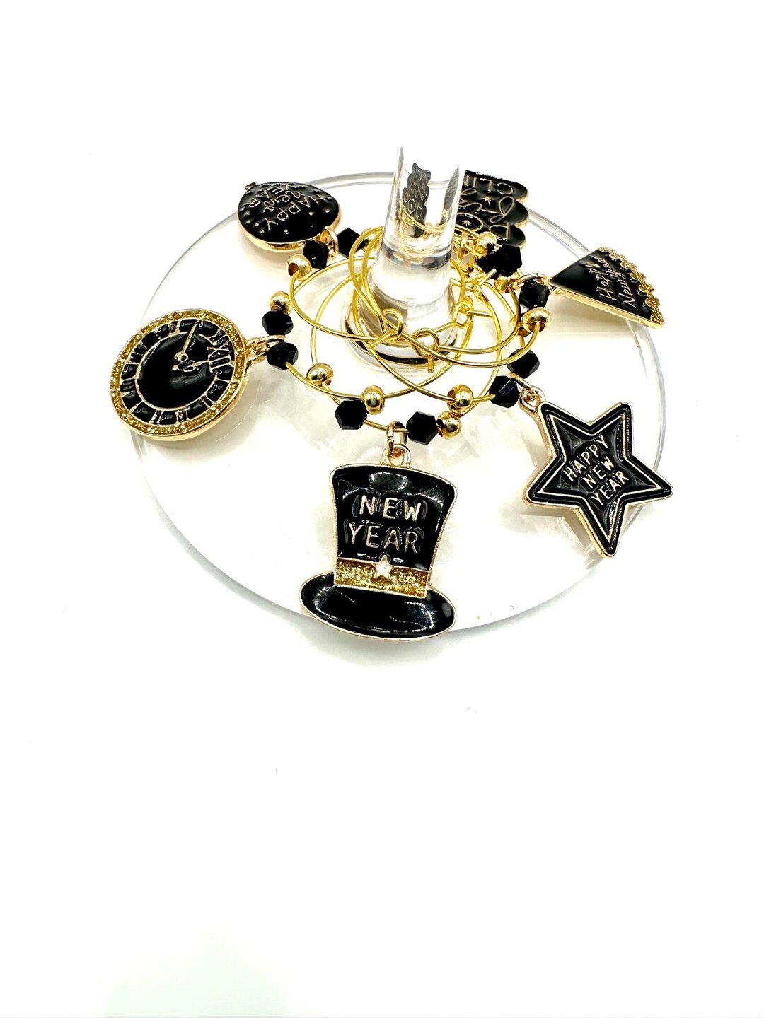 New Years Eve Wine Glass Charms, 2024 Wine Glass Charms, Holiday Wine ...